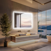 Smart LED Bathroom Mirror - Square Bathroom Vanity Mirror, Color-chang ...