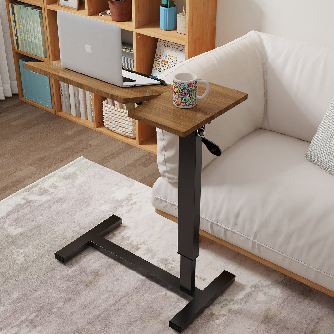 Adjustable Sofa Table Overbed Table w/Hidden Wheel – WisFor