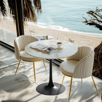 Sintered Stone Round Dining Table Kitchen Table Pedestal Base – WisFor