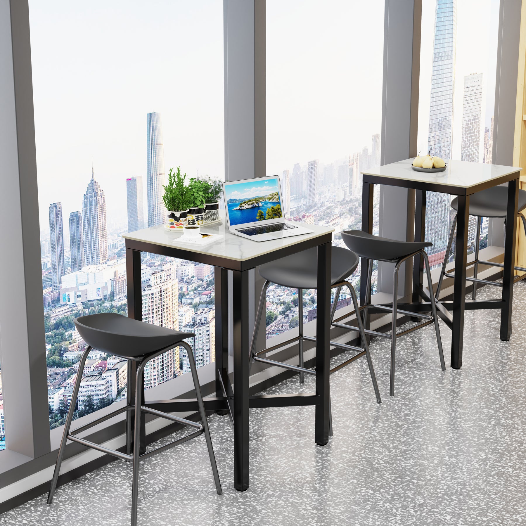 Square Pub Table Bar Table Sintered Stone-top Bistro Kitchen Dining Ta ...