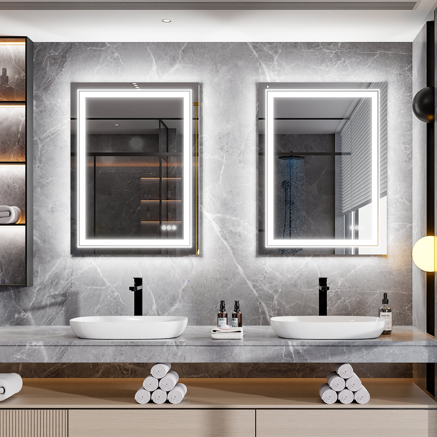 Led Lighted Bathroom Mirror - Rectangle, Front-lit & Backlit, Anti-Fog ...