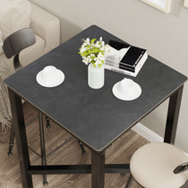 Square Pub Table Bar Table Sintered Stone-top Bistro Kitchen Dining Ta ...