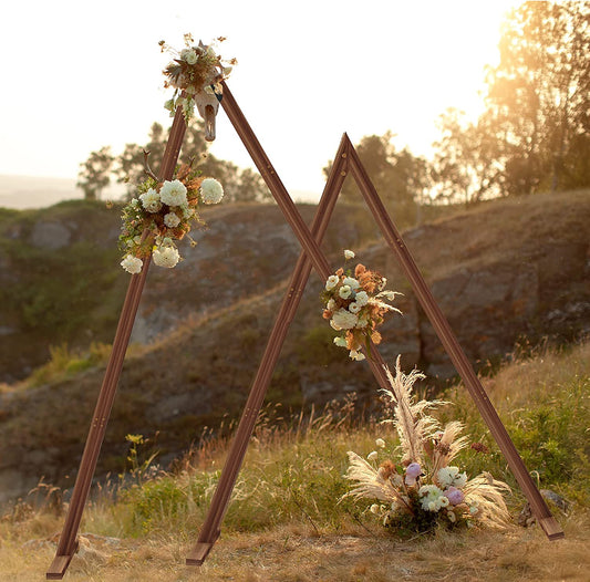 Wooden Wedding Arch – 2 Pack Outdoor Ceremony Backdrop Stand – WisFor