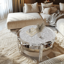 Clear Mirrored Center Table Coffee Table Crystal Diamonds Inlay Accent ...