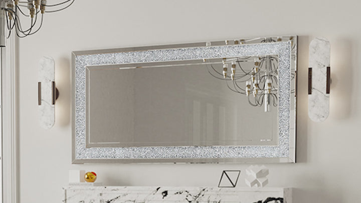 Rectangular Crushed Diamond Wall Mirror – Diamonds Inlay, Luxury Decor ...