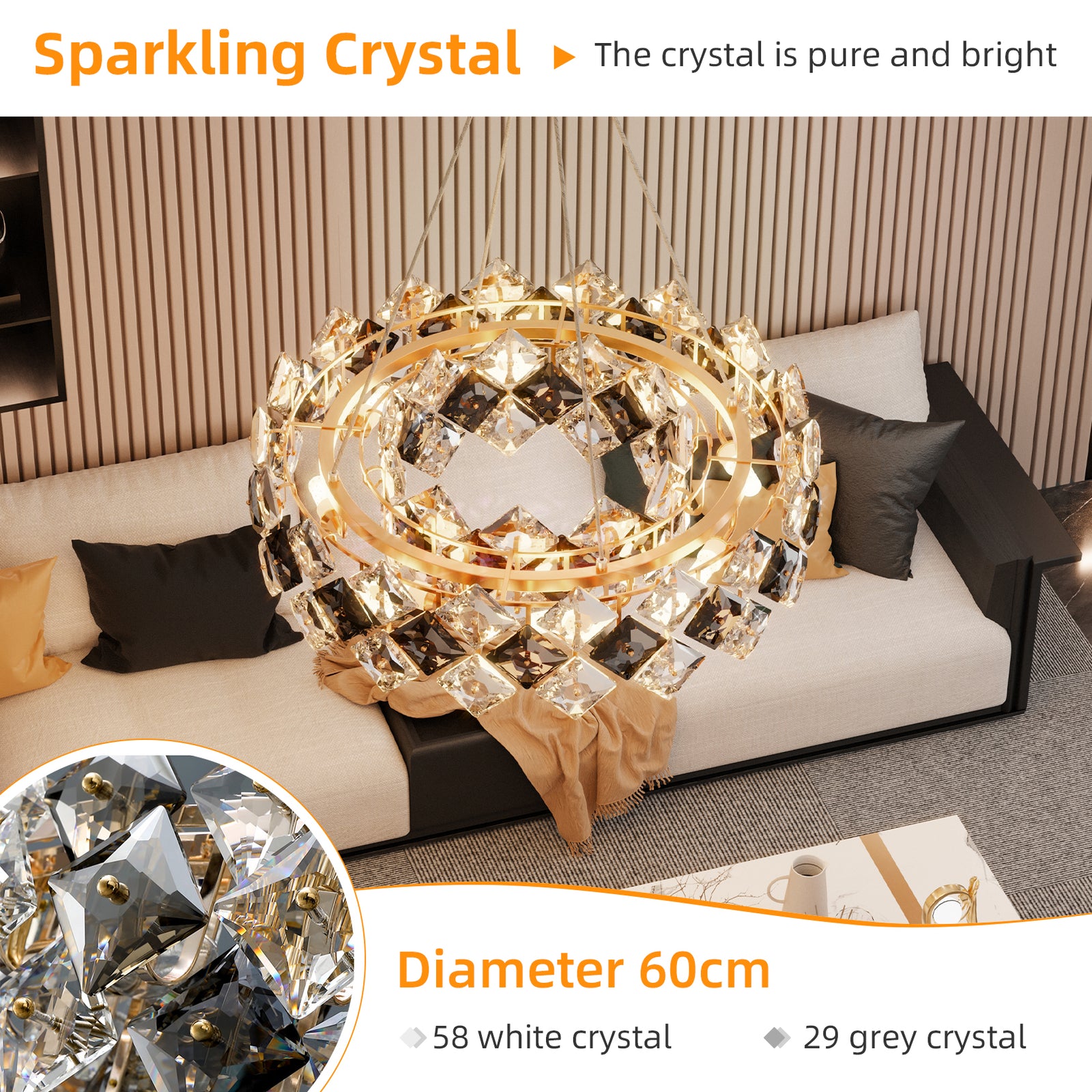 Crystal Chandelier Lamp - Ceiling Lighting Fixtures with Sparkle Cryst ...