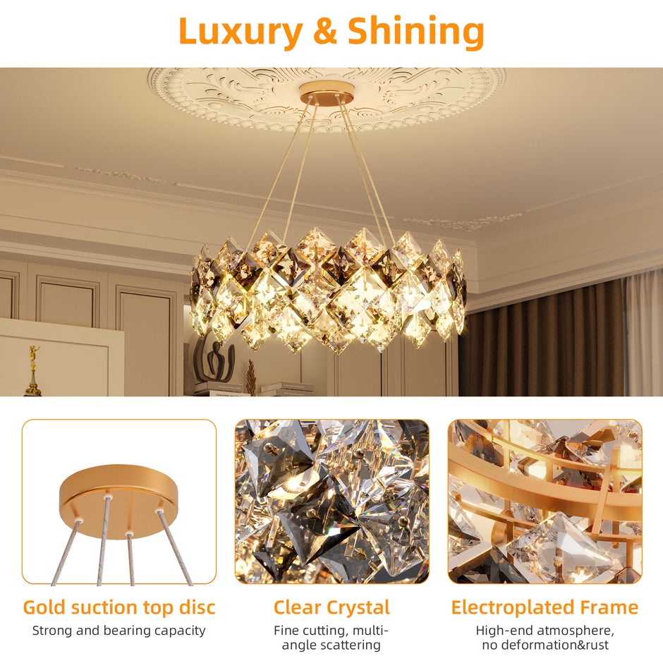 Crystal Chandelier Lamp - Ceiling Lighting Fixtures with Sparkle Cryst ...
