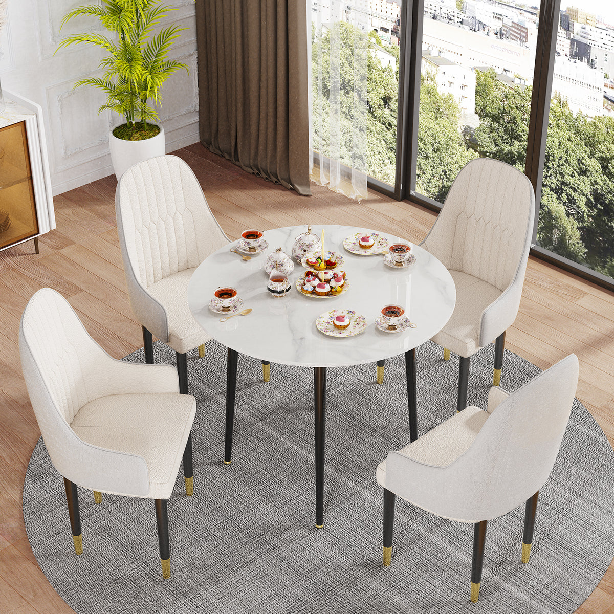 Round Dining Table - Sintered Stone, Kitchen Dining Table No Chairs ...