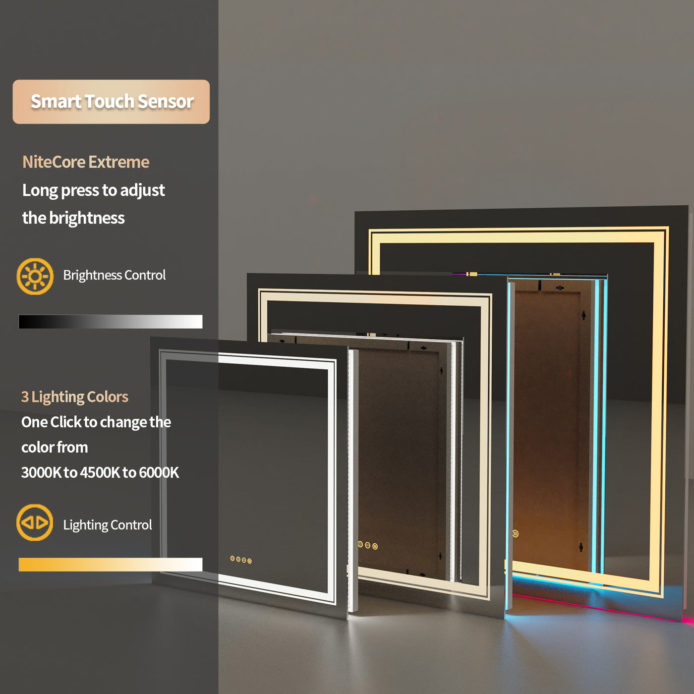 RGB Bathroom Mirror - Backlit, RGB Lights, Touch Sensor, Dimmable – WisFor