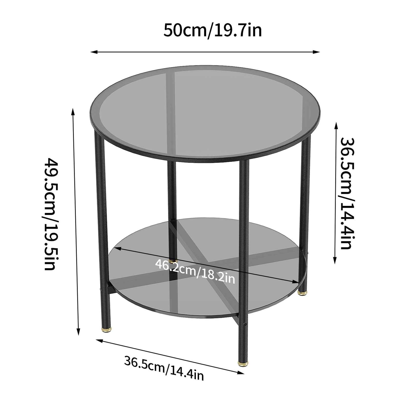 Round Glass Top Sofa Side Table – WisFor