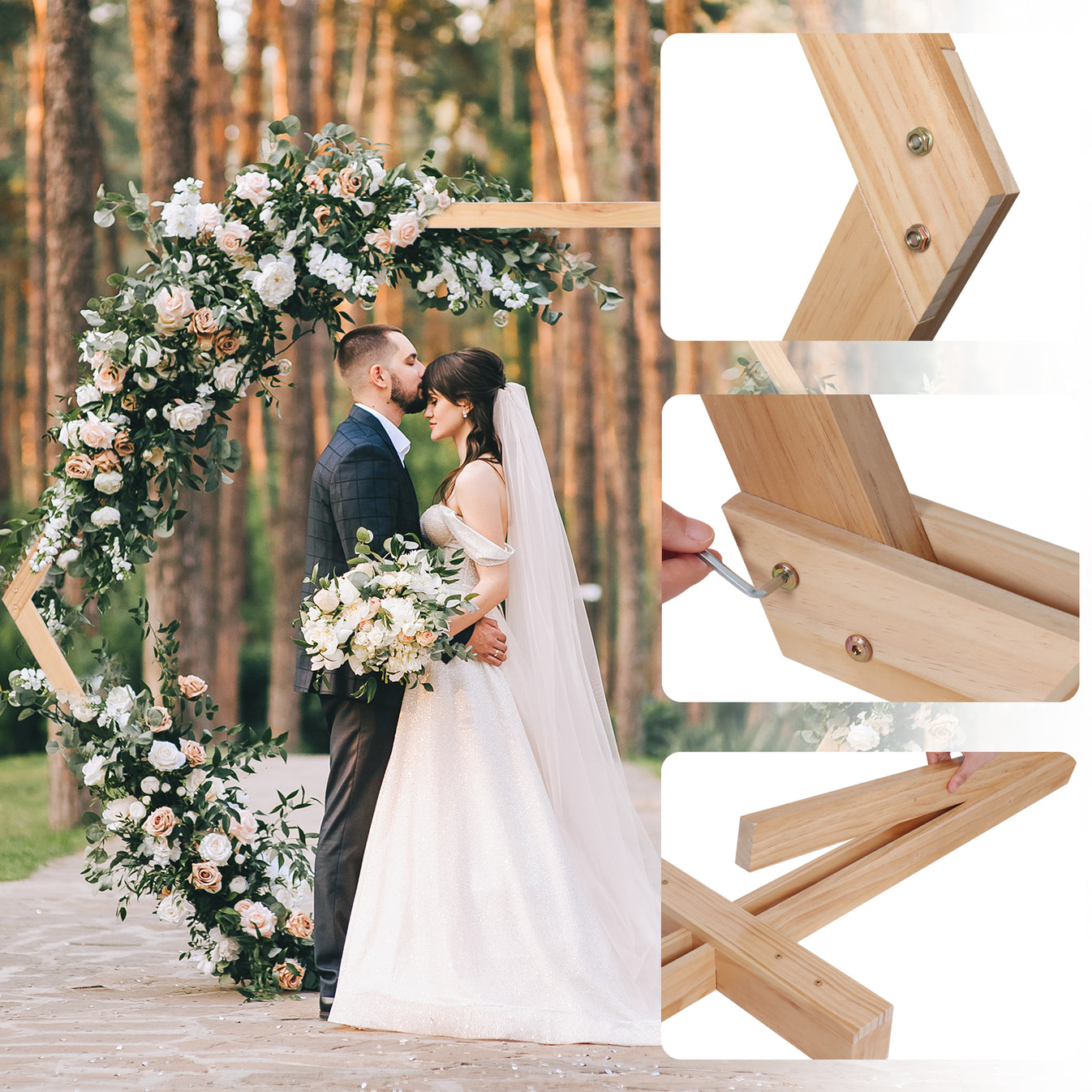 Hexagon Wooden Wedding Arch Stand – WisFor