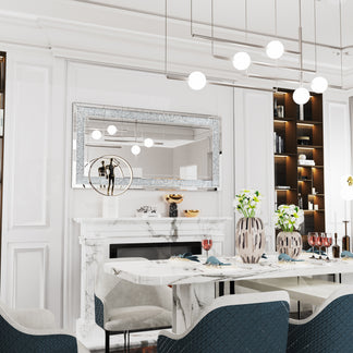 Rectangle Wall Accent Mirror with Crystal Crush Diamonds Inlay – WisFor