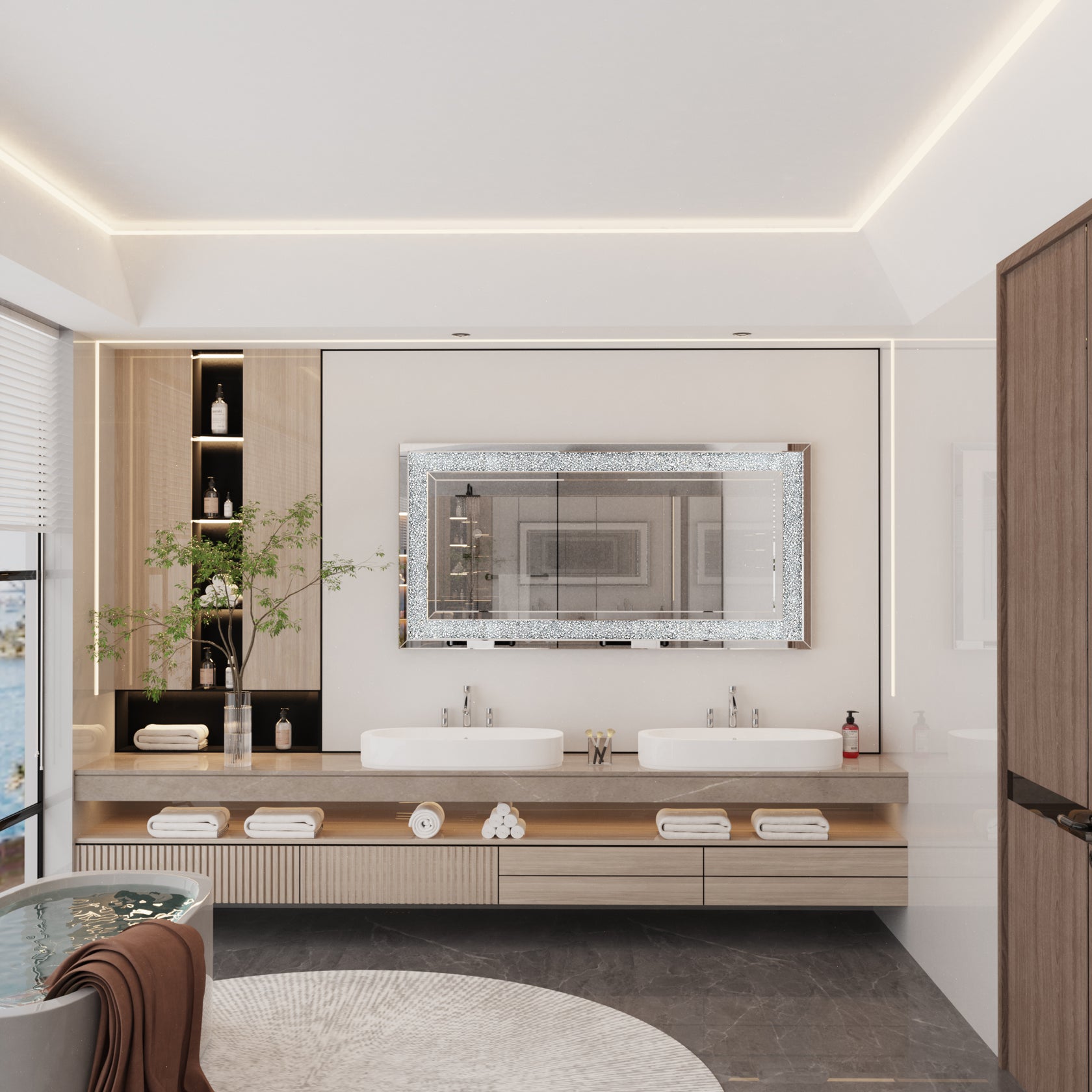 Rectangle Crush Diamond Wall Mirror – WisFor